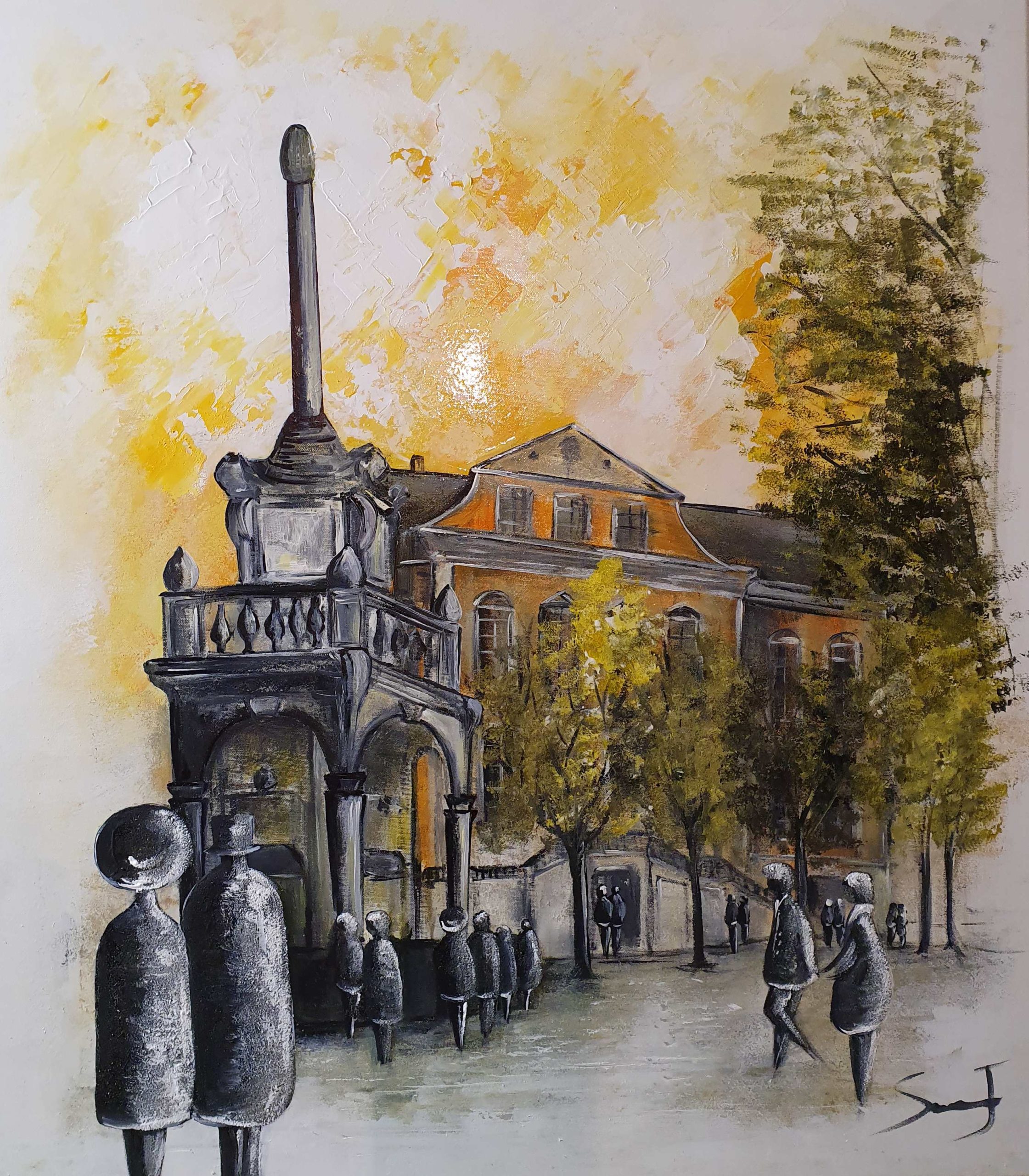 Le Perron Liégeois et l'hôtel de Ville - Joseph Saverino Artiste Peintre